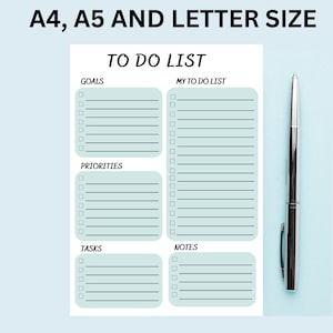 Printable To-do List Template, A4, A5 and Letter Sizes, Digital Instant ...