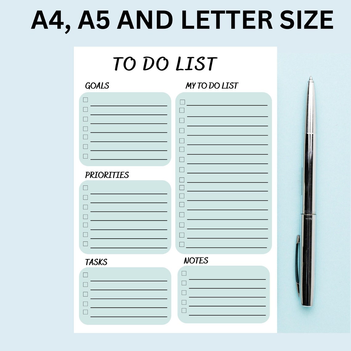 Printable To-do List Template, A4, A5 and Letter Sizes, Digital Instant ...