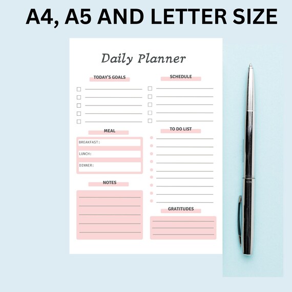 Daily Planner Printable A4 A5 and Letters Size Best Daily - Etsy
