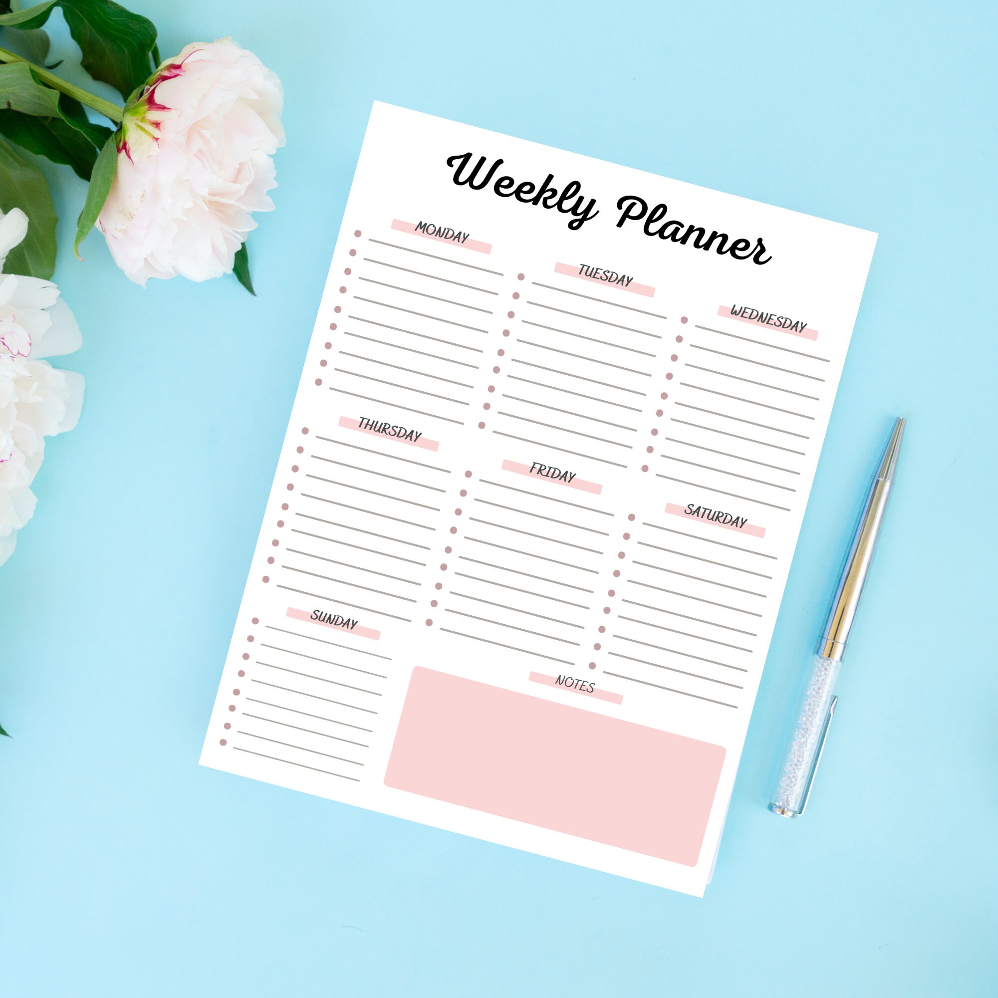 Weekly Planner Printable, A4, A5, and Letter Sizes PDF, Instant ...