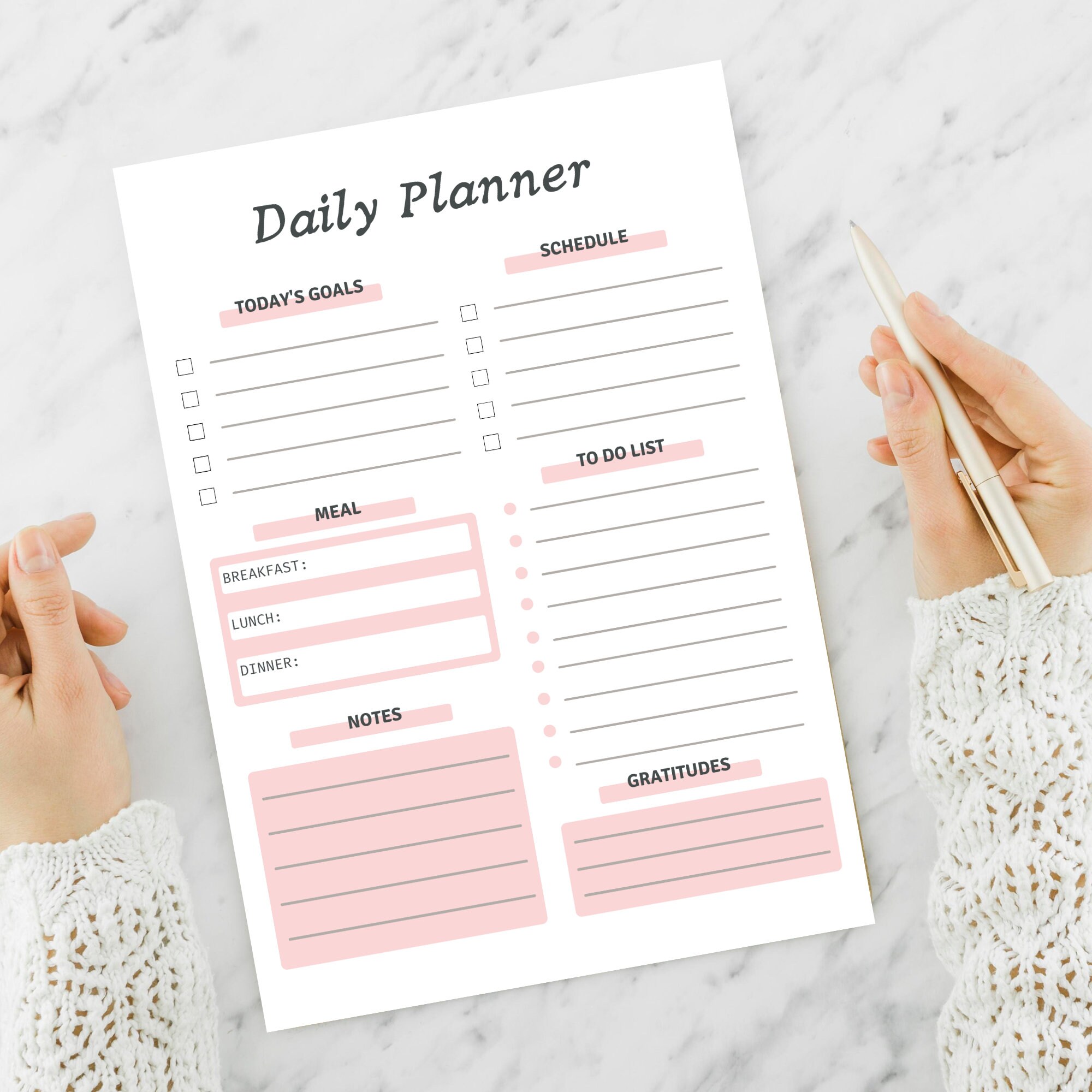 Daily Planner Printable, A4, A5 and Letters Size, Best Daily Planner ...