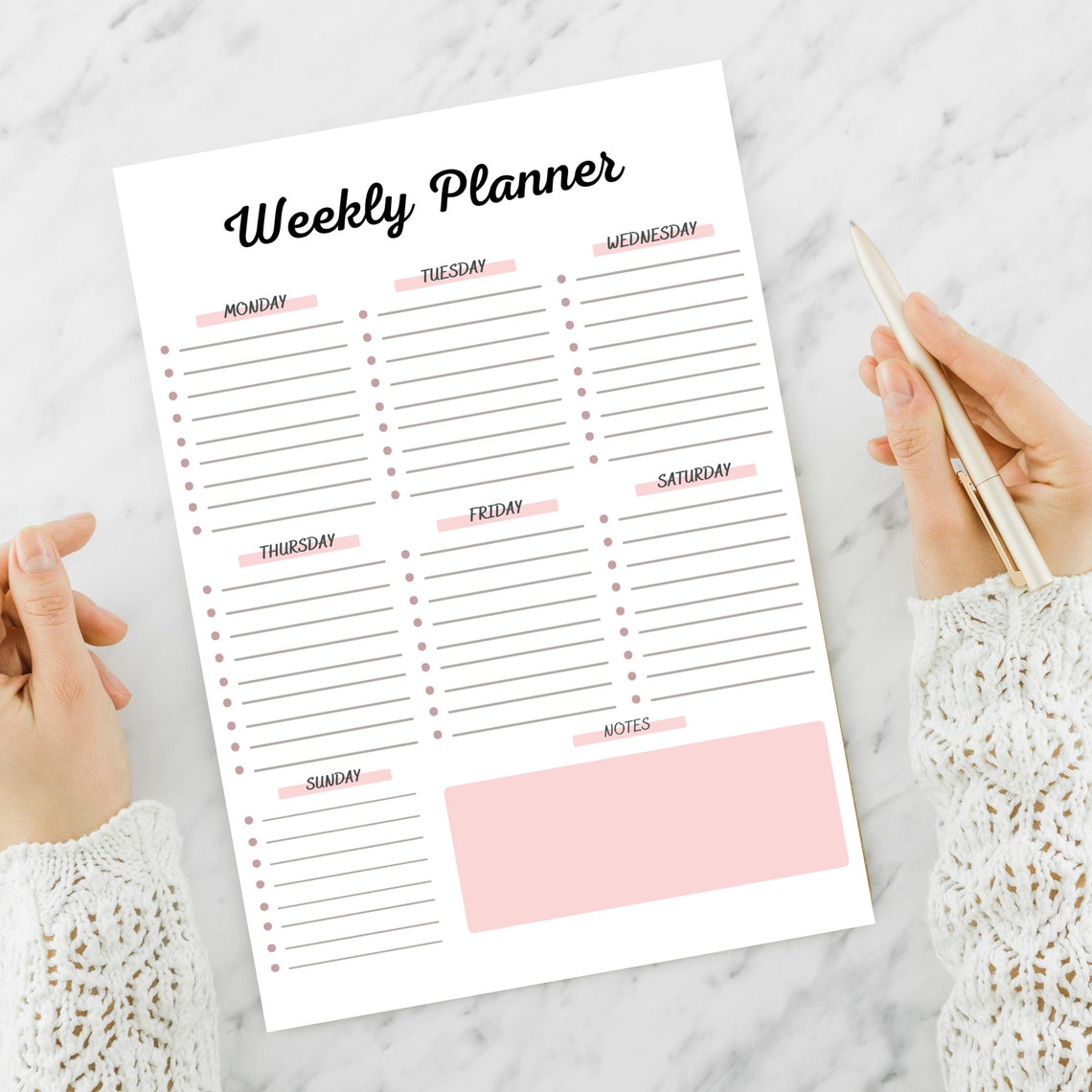 Weekly Planner Printable, A4, A5, and Letter Sizes PDF, Instant ...