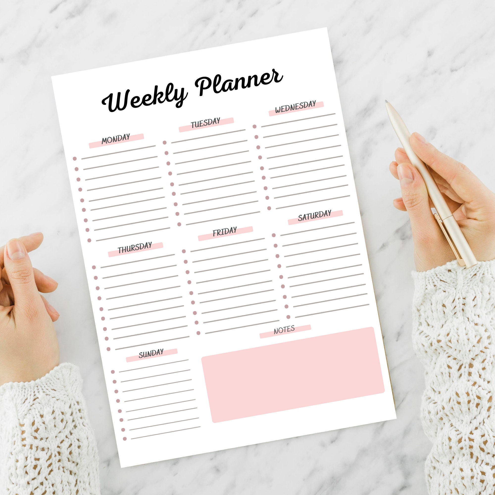 Weekly Planner Printable, A4, A5, and Letter Sizes PDF, Instant ...