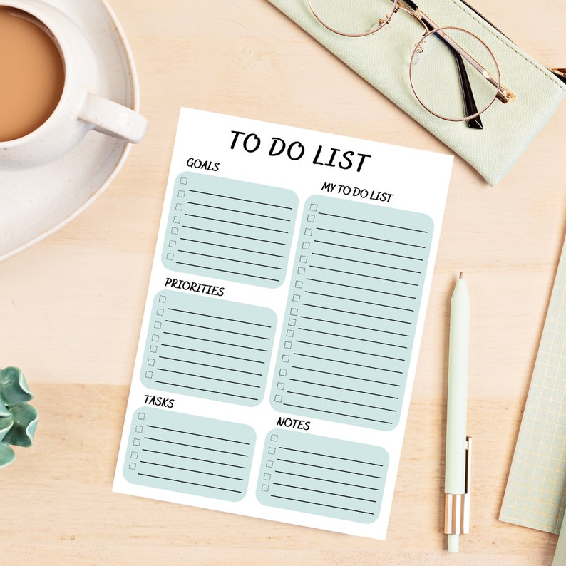 Printable To-do List Template, A4, A5 and Letter Sizes, Digital Instant ...