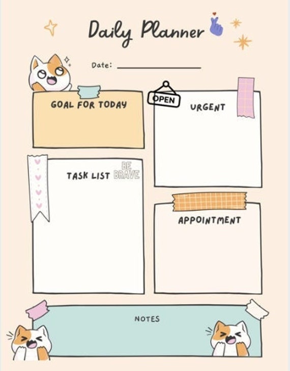 Daily Planner Printable Quick Download Fun Art Printable - Etsy