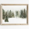 Conifer Trees Watercolor Print Watercolor Christmas Trees Holiday Decor ...
