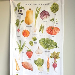 Freshly Picked Tea Towel Fruits and Vegetables Cotton Towel Garden ...
