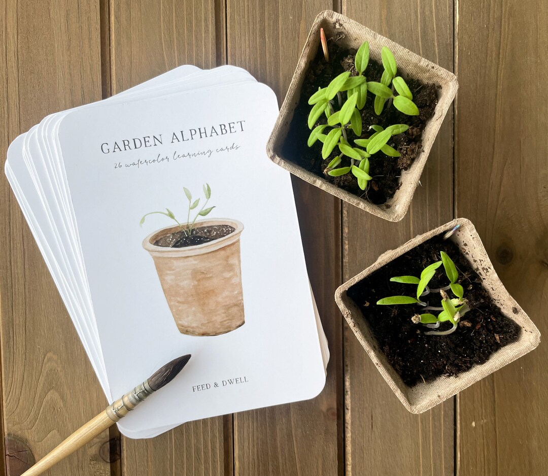 Garden Alphabet Cards ABC Learning Flash Cards Homeschool Nature Table ...