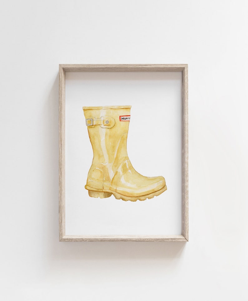 Rain Boot Watercolor Print Wellington Boot Print Garden - Etsy