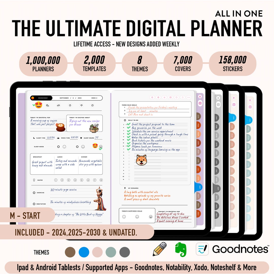 Digital Planner for Ipad, Goodnotes, Notability, Daily, Weekly, Monthly ...