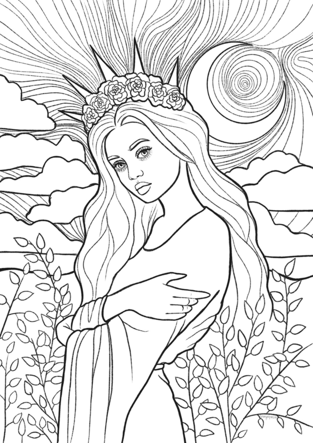 Artistic Downloadable Coloring Page - Etsy