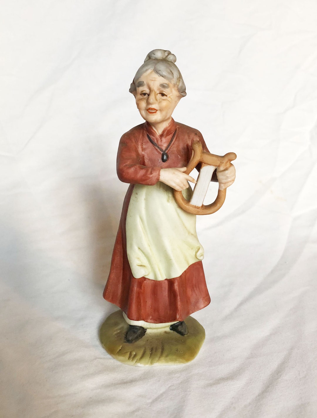 Vintage Figurine Elderly Woman With Rooster - Etsy