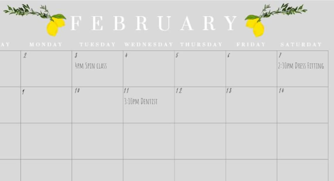Lemon Themed Printable Monthly Planner and Calendar Insert Pages - Etsy