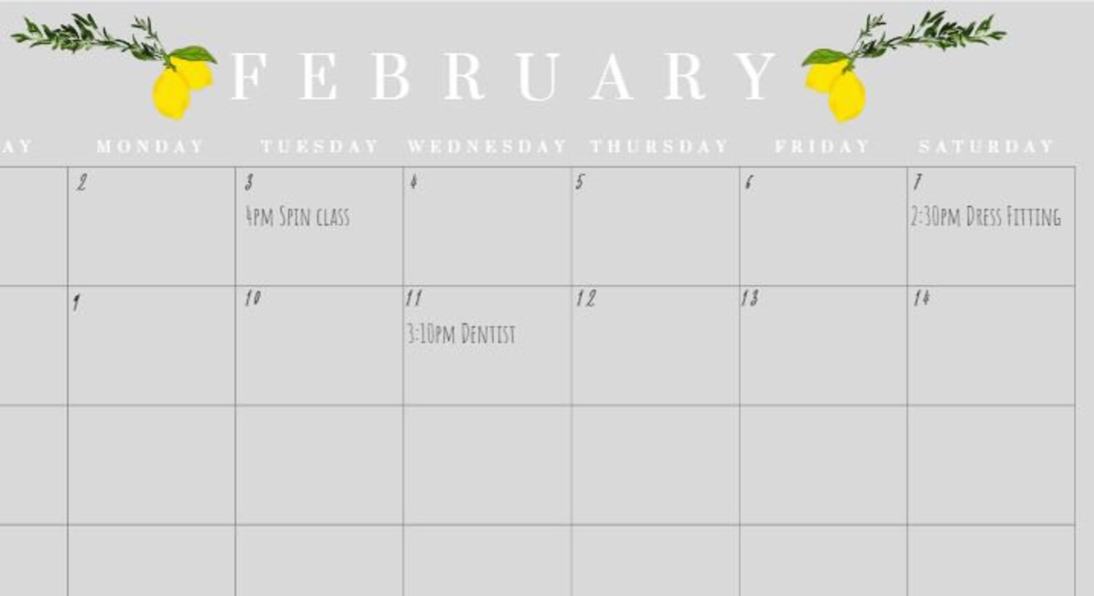 Lemon Themed Printable Monthly Planner and Calendar Insert Pages - Etsy