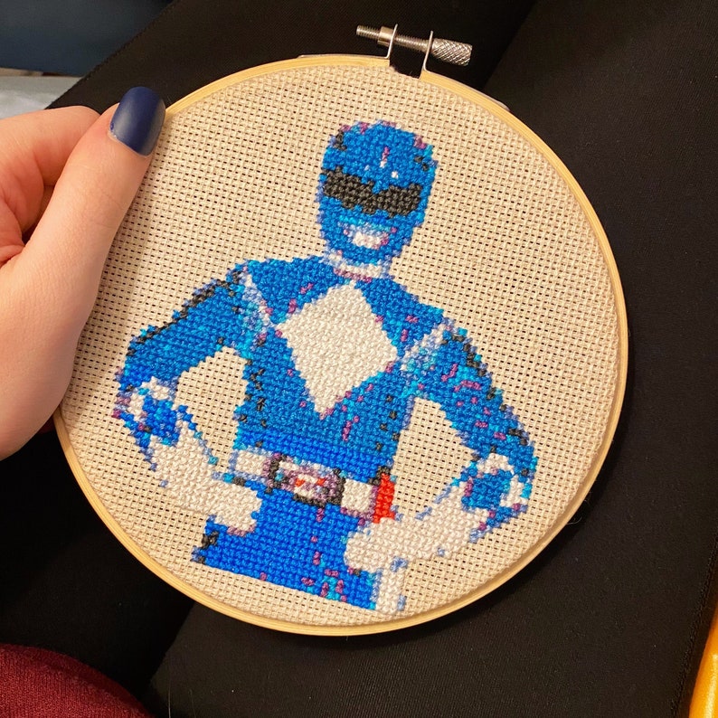 Blue Power Ranger Cross Stitch Pattern - Etsy