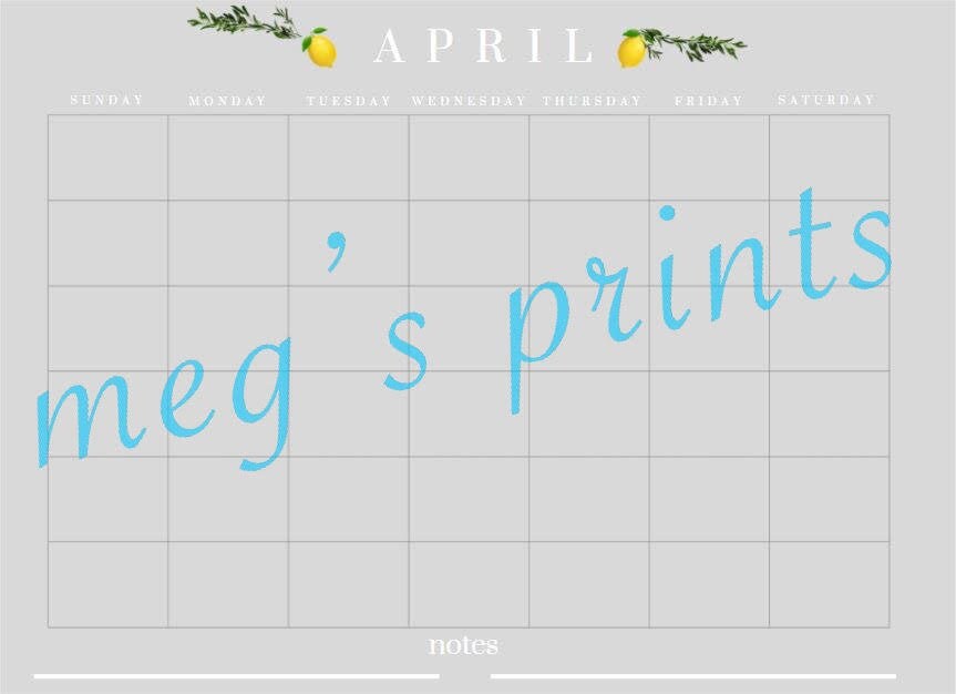 Lemon Themed Printable Monthly Planner and Calendar Insert | Etsy