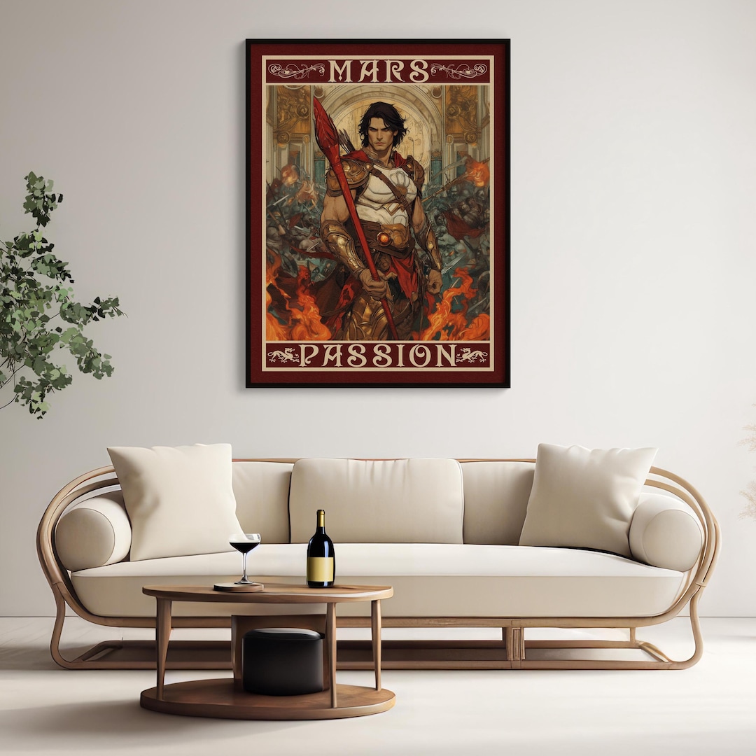 Roman God Mars Art Noveau Style Print for Lovers of Greek Mythology ...