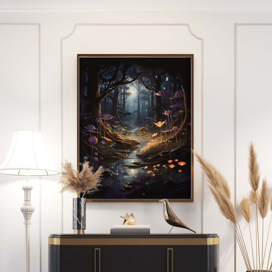 Peaceful Fantasy Wall Art, Fantasy Forest Print, Spiritual Forest Wall ...