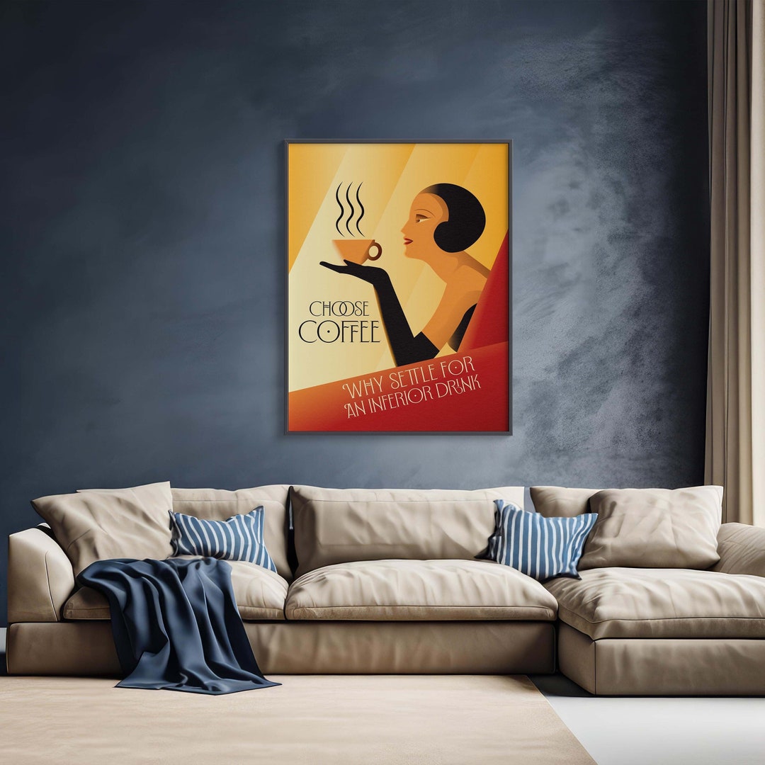 Funny Art Deco Coffee Poster Print Funny Art Deco Wall Art - Etsy