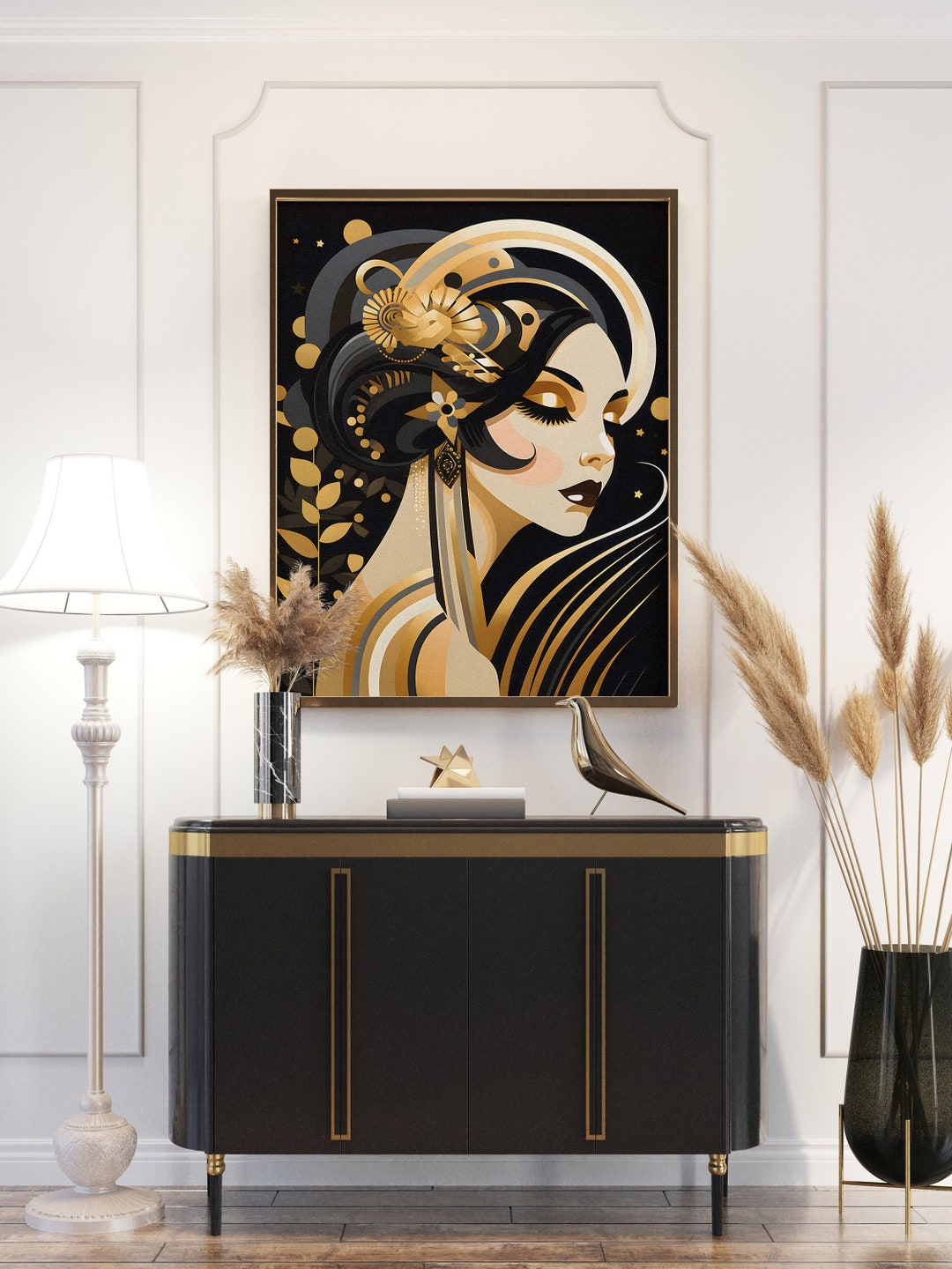 Art Deco Wall Art Print, Luxury Art Deco Prints, Gold Art Deco Poster ...