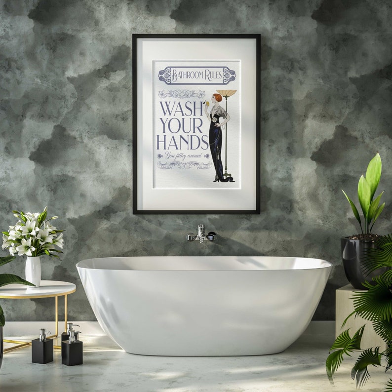 Funny Bathroom Print Art Deco Wall Decor Art Deco - Etsy