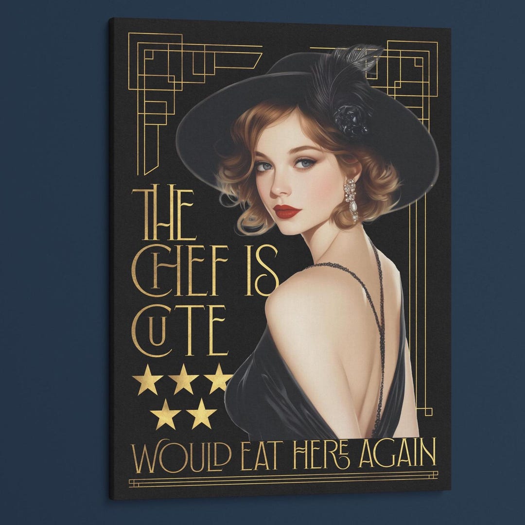 Vintage Art Deco Kitchen Print | the Chef is Cute Retro Poster | Funny ...