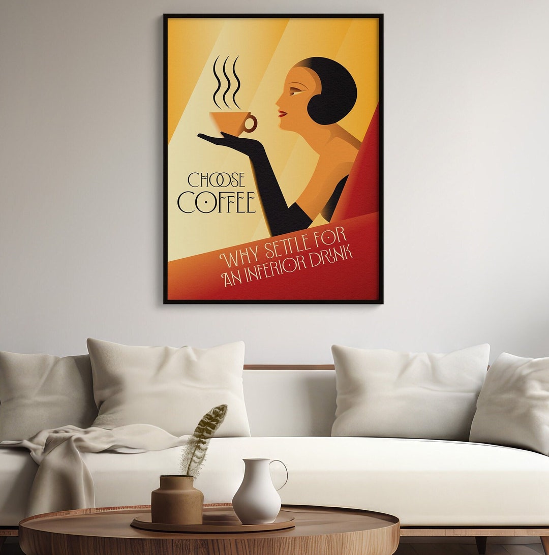 Funny Art Deco Coffee Poster Print | Funny Art Deco Wall Art Print ...