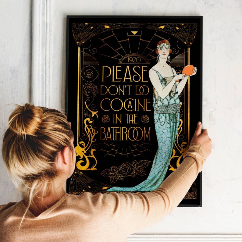 Funny Bathroom Sign Art Deco Bathroom Decoration Vintage - Etsy