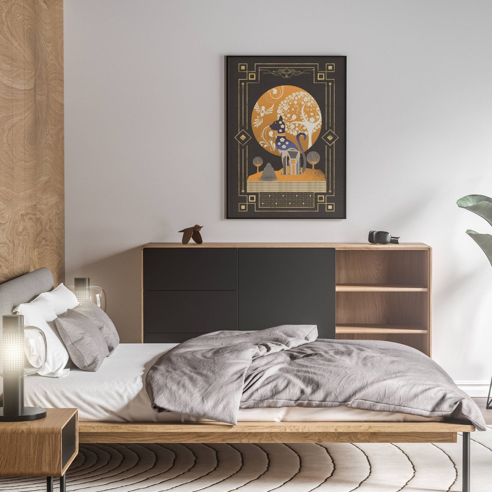 Art Deco Cat Poster Modern Art Deco Print Cat Mom Gift - Etsy