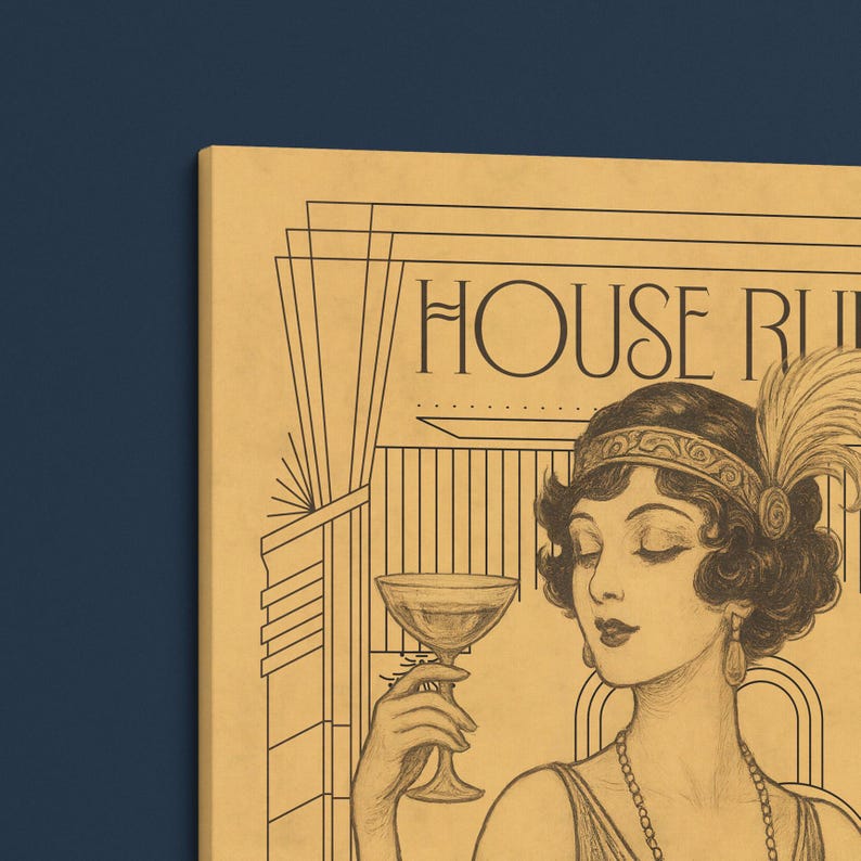 Art Deco Home Bar Decor – Flapper Bar Cart Wall Art, Funny Roaring ...