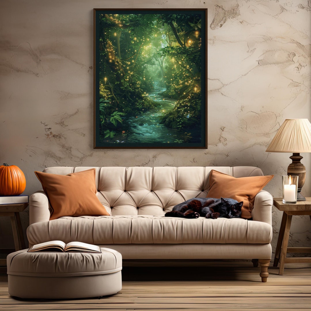 Fantasy Forest Print, Night Forest Fairy Decor, Fantasy Forest ...