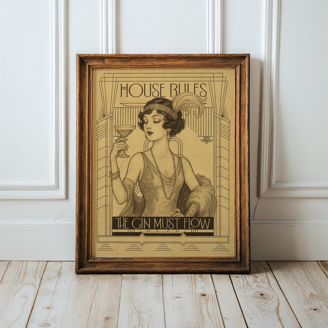 Art Deco Home Bar Decor – Flapper Bar Cart Wall Art, Funny Roaring ...