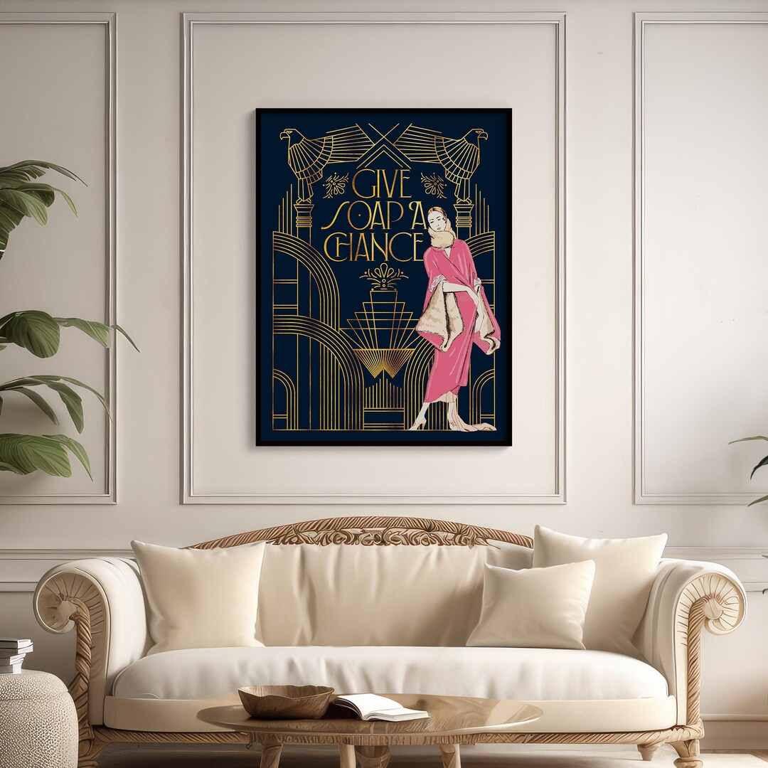 Art Deco Wall Art Deco, Funny Bathroom Art, Vintage Wall Art, Art ...