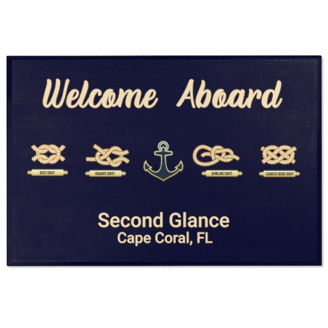 Personalized Welcome Aboard Mat Nautical Gift Custom Yacht - Etsy