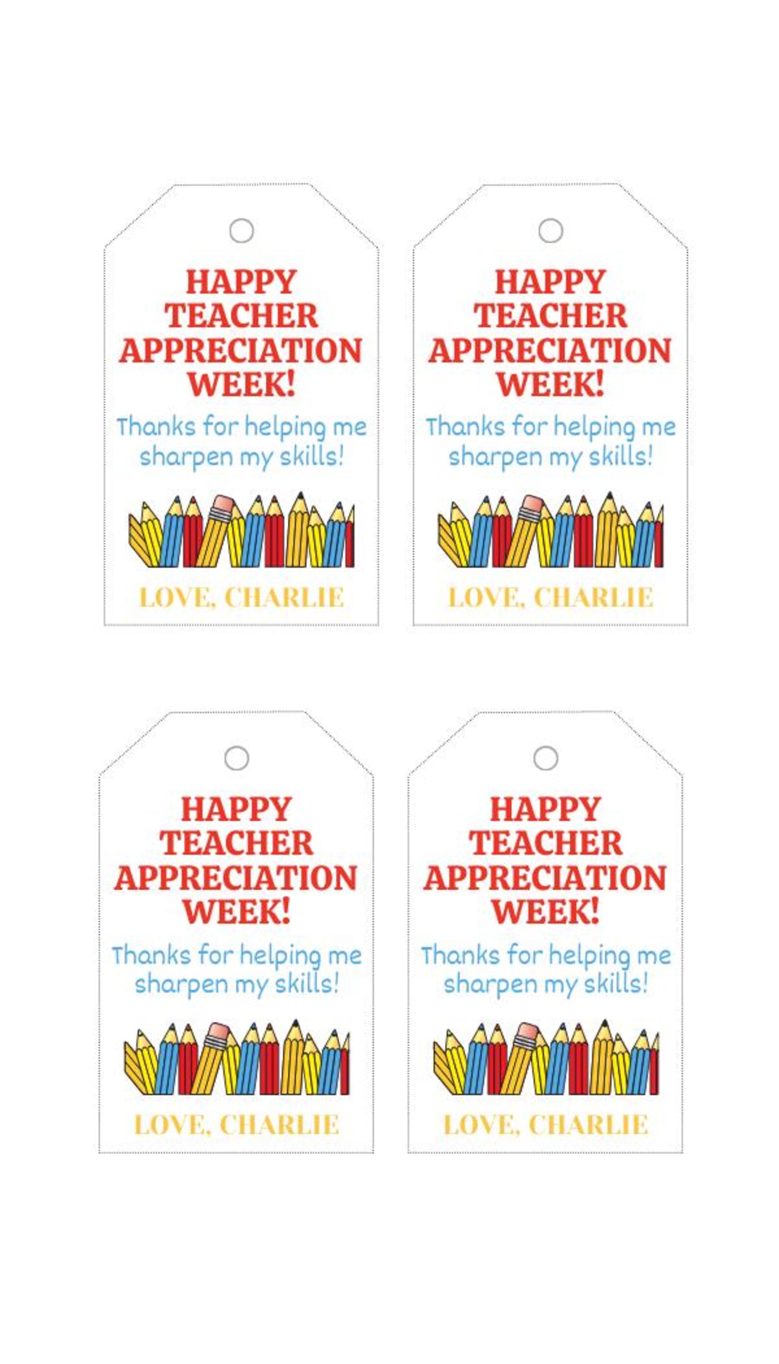 Teacher Appreciation Week Gift Tag | Thank You Tag Printable ...