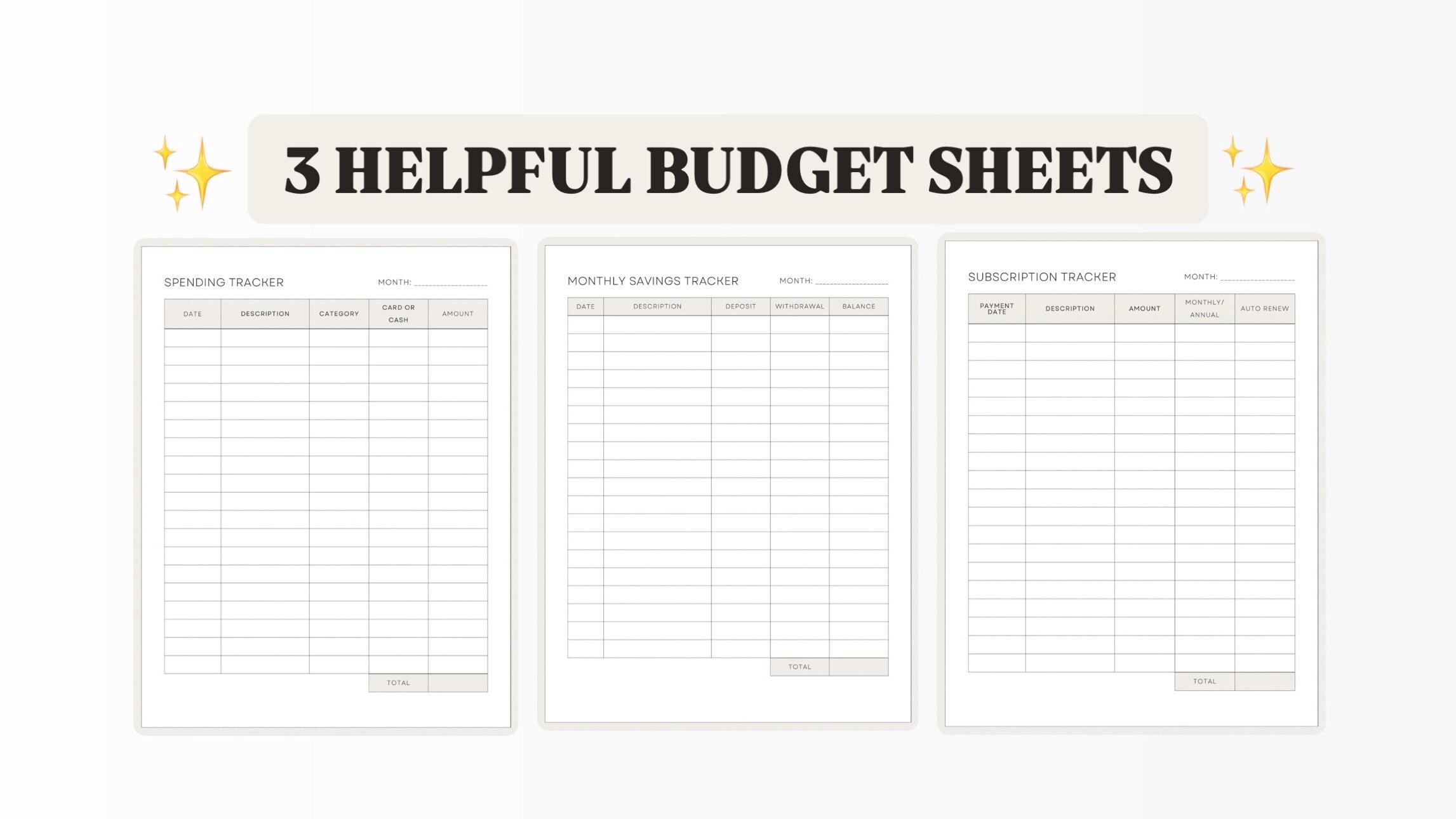 Budget Trackers Printable | Subscription Tracker | Budget Sheet ...