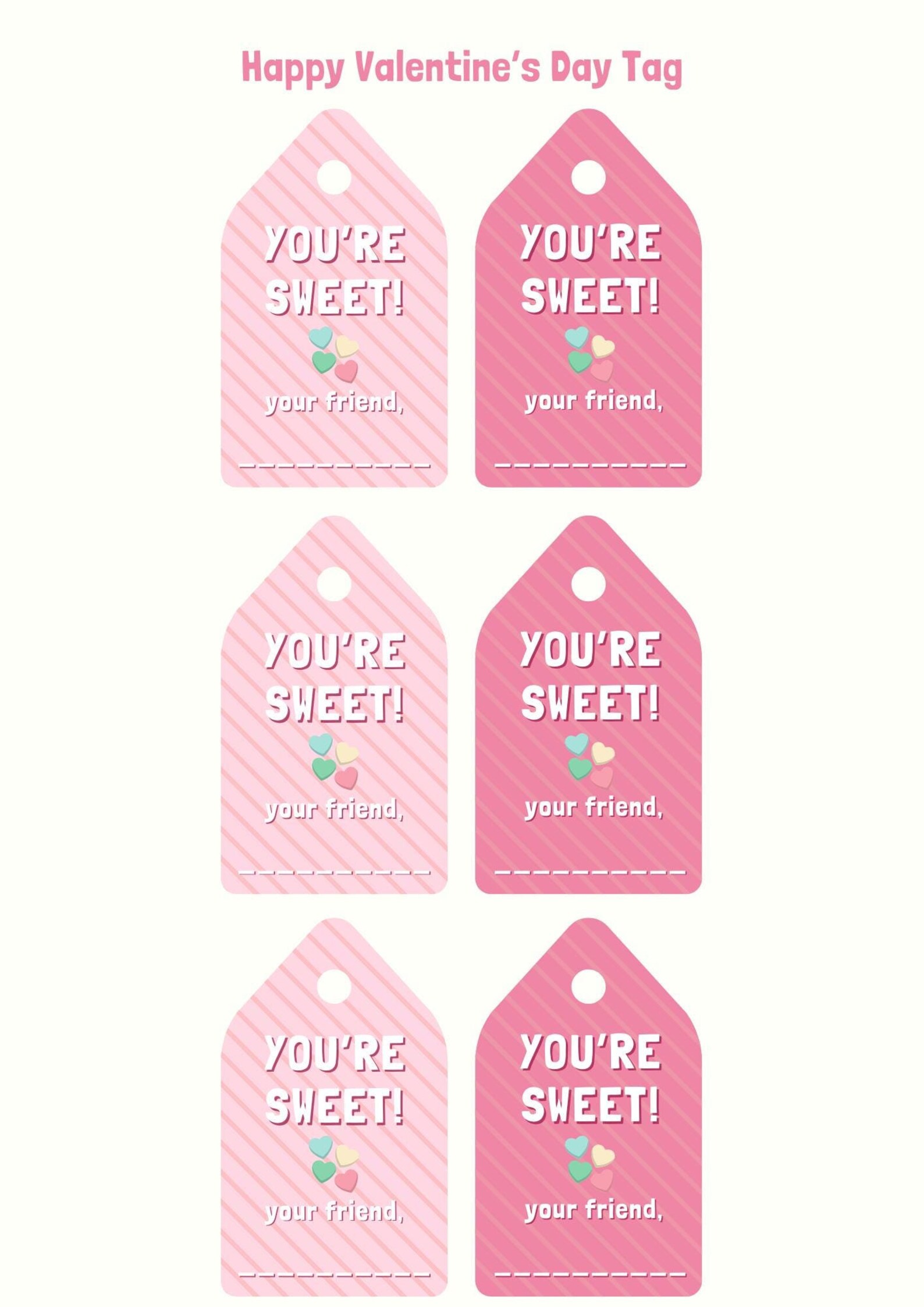 Valentine Printable Tag | Attach to Any Candy Sweets | Custom Name Gift ...