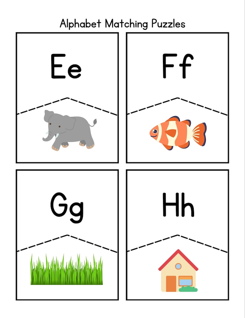 Printable Alphabet Matching Puzzle | Learn Letters & Words ...