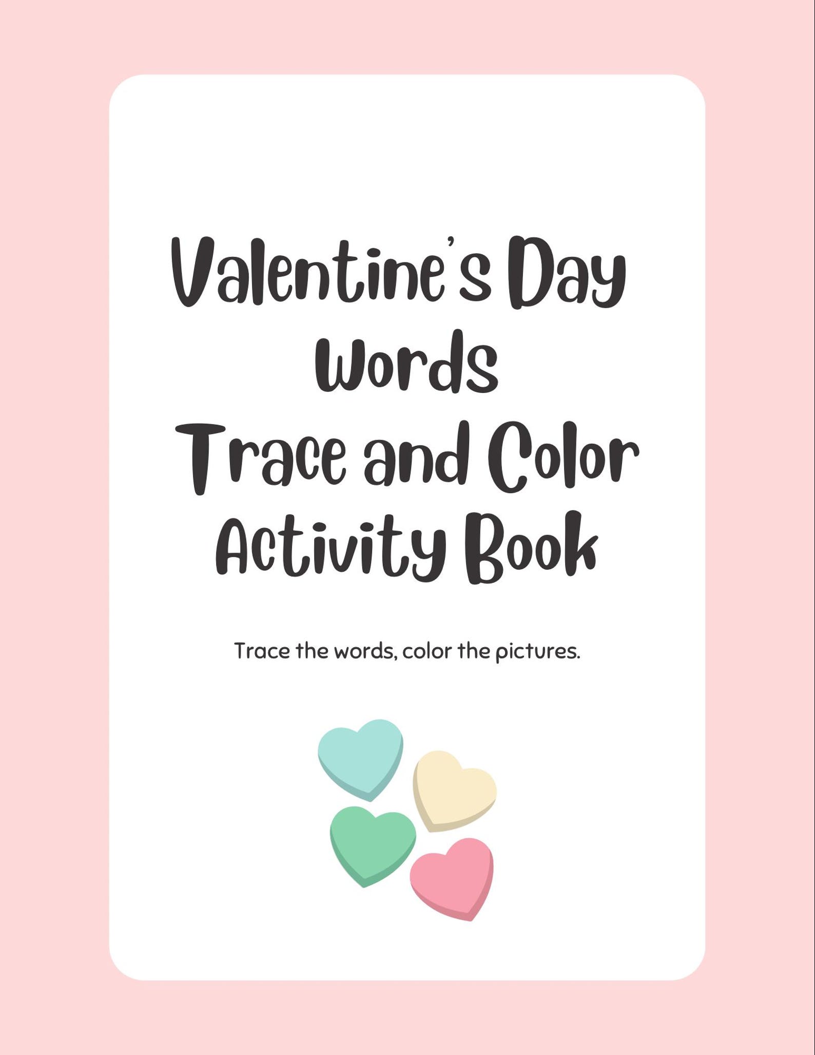 Valentine's Day Trace and Color Activity Book for Kids | Fun Printable ...