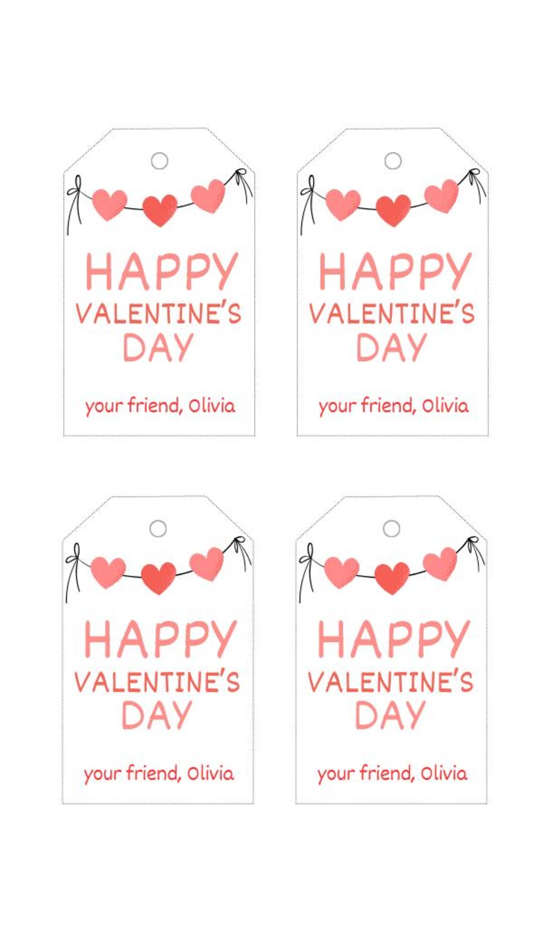 Valentine's Day Gift Tags | Printable School Valentines (PDF Pattern ...