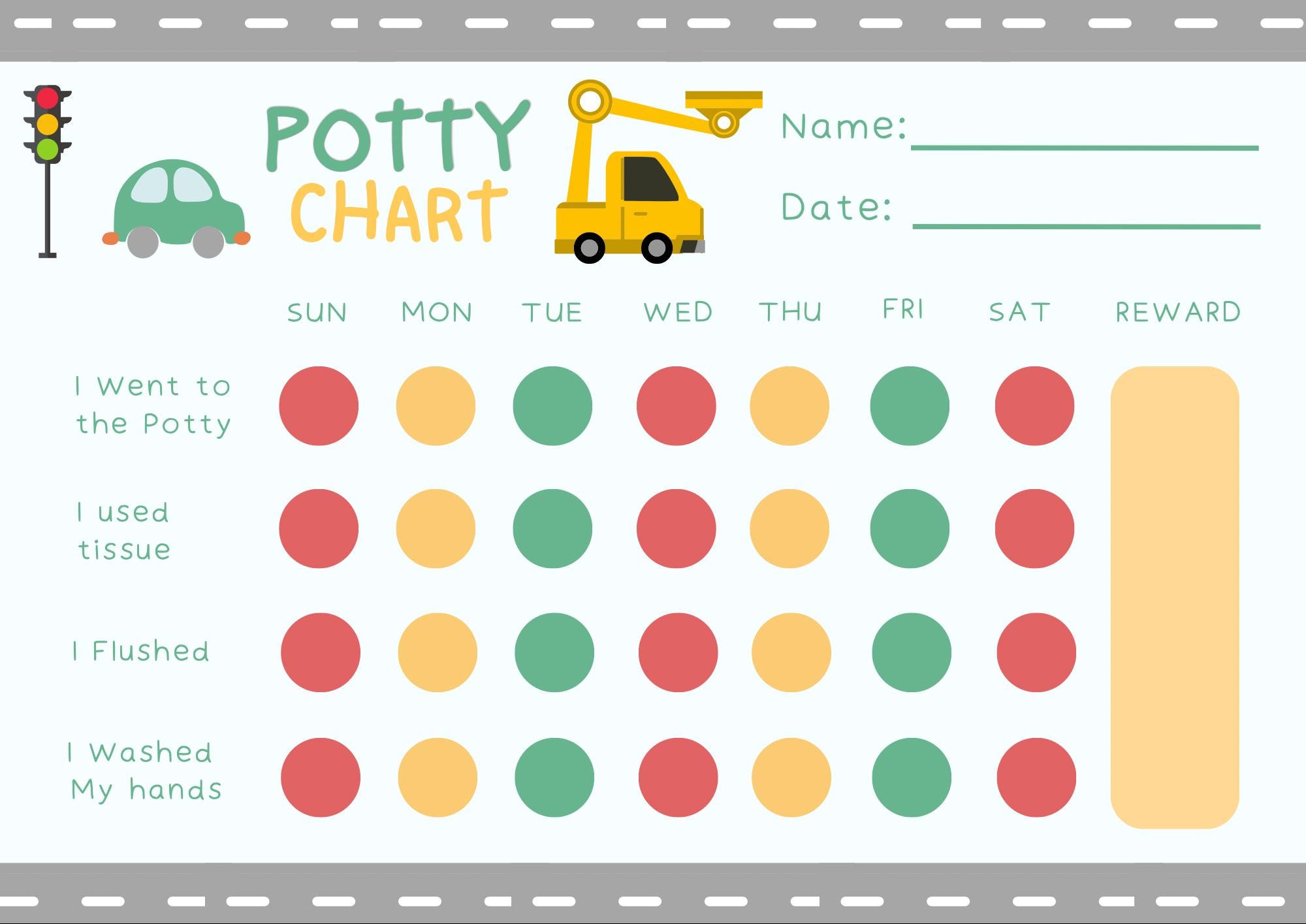 Potty Training Chart Printable | Reward Chart for Kids | Fun Toilet ...