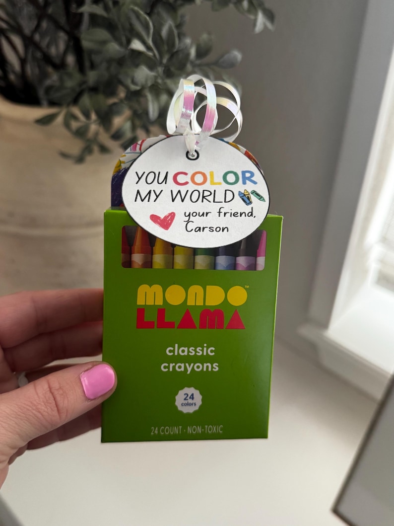 Valentine Printable Tag | Crayon Gift | Custom Name Gift Tag | Easily ...