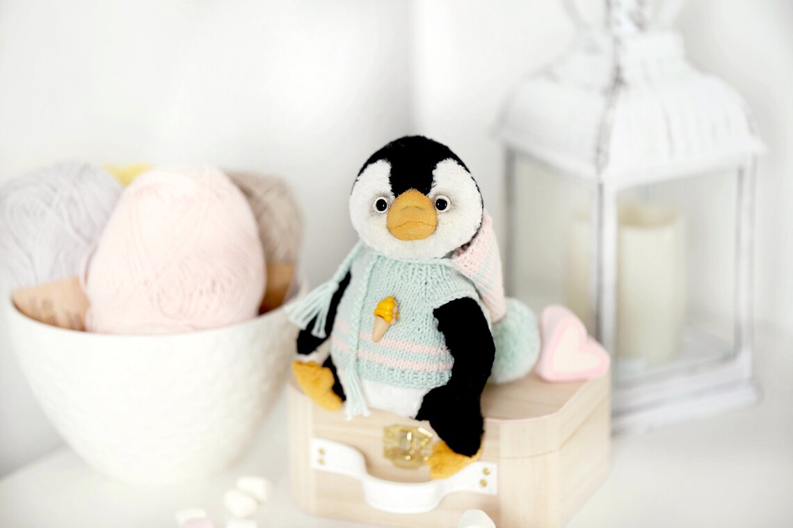 Stuffed Animal Teddy Penguin Toy as Valentine's Day Gift - Etsy