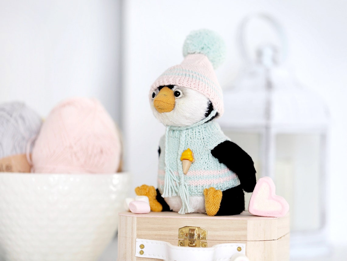 Stuffed Animal Teddy Penguin Toy as Valentine's Day Gift - Etsy