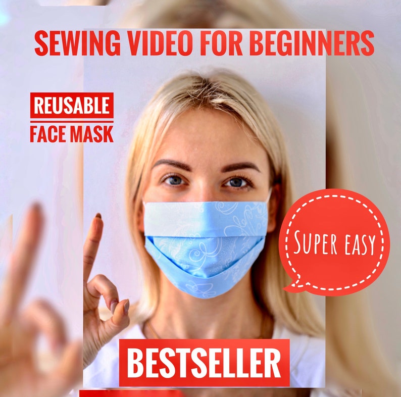 Easy Face Mask Pattern PDF, Adult Face Mask Tutorial, Reusable Face ...