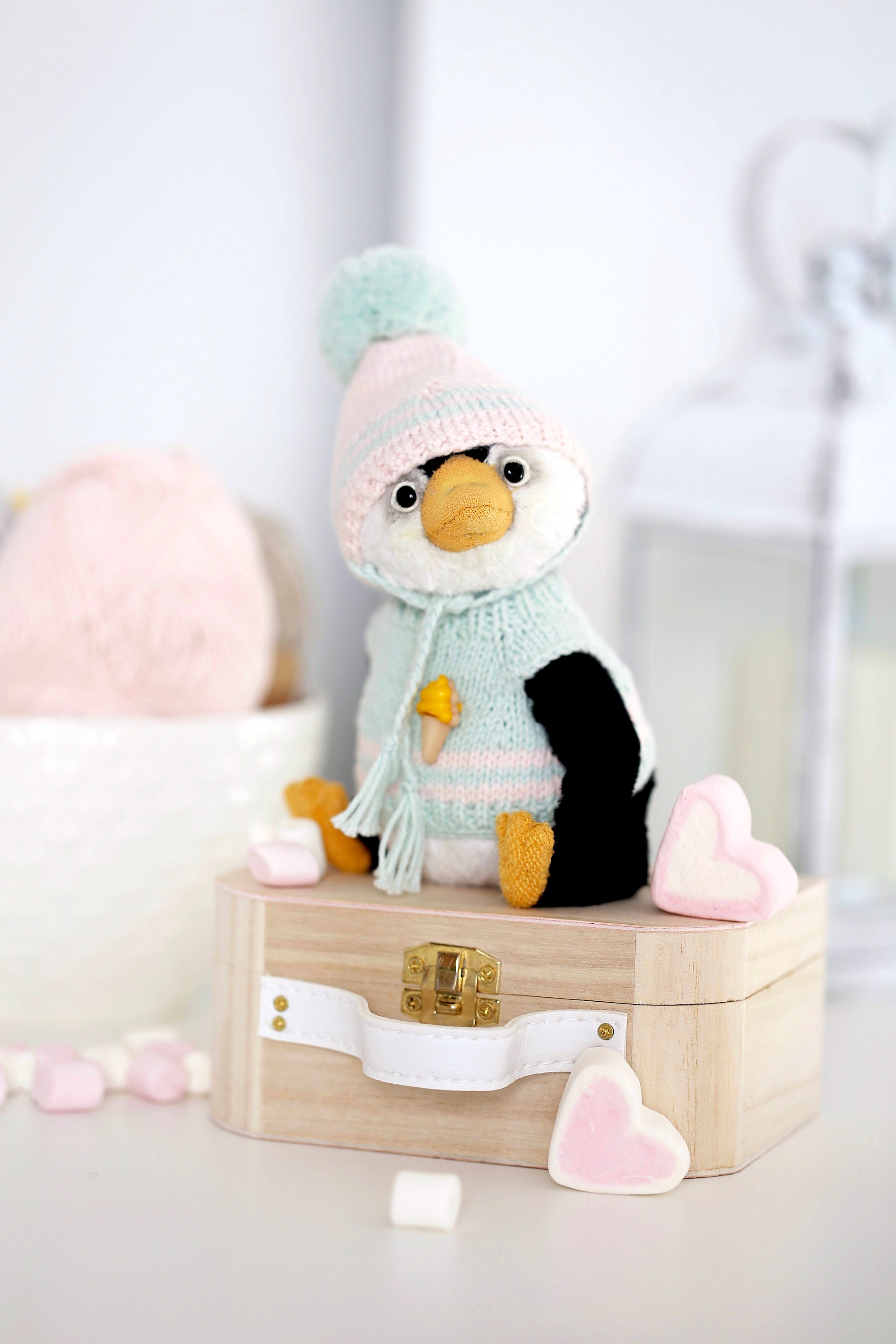Stuffed Animal Teddy Penguin Toy as Valentine's Day Gift - Etsy