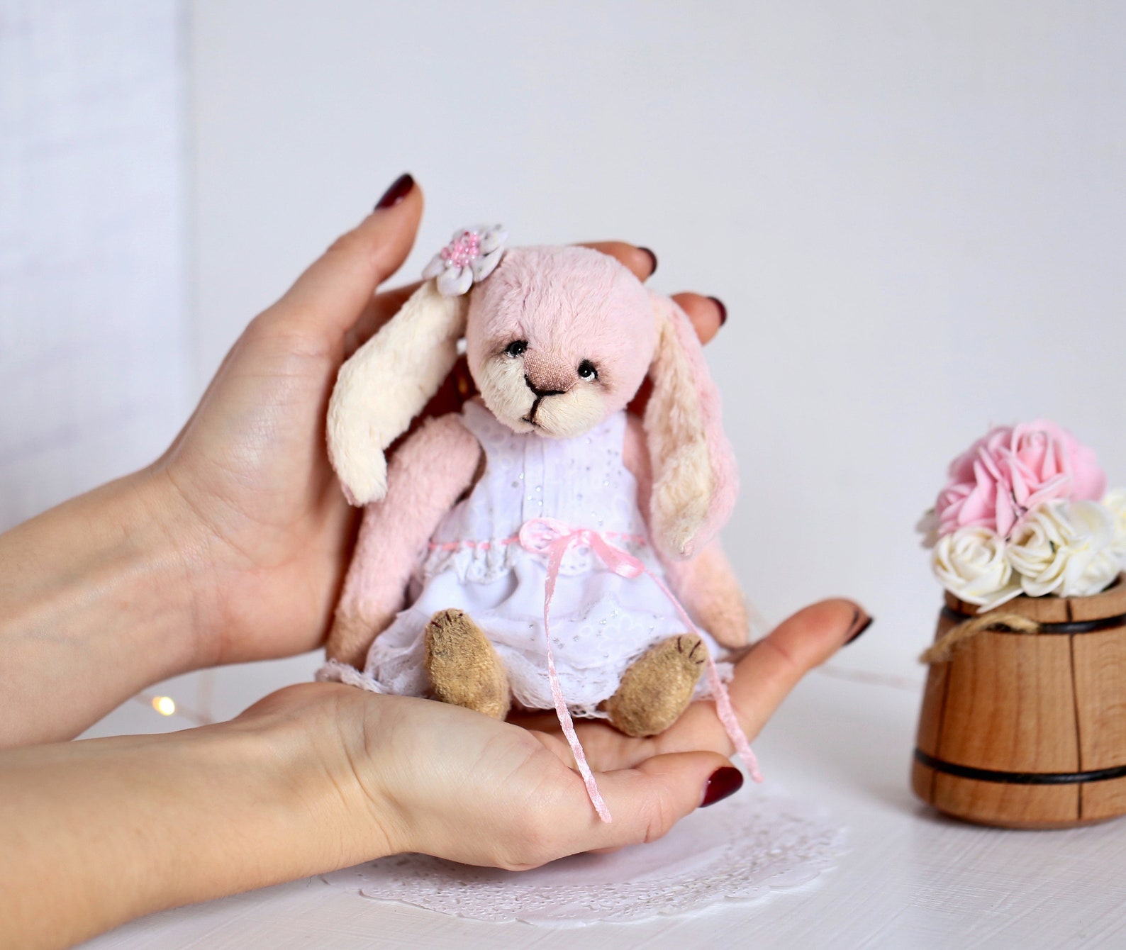 Stuffed Pink Teddy Rabbit Toy as Christmas Gift Small Teddy - Etsy