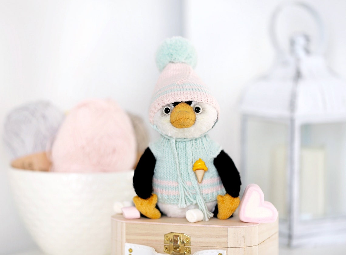 Stuffed Animal Teddy Penguin Toy as Valentine's Day Gift - Etsy