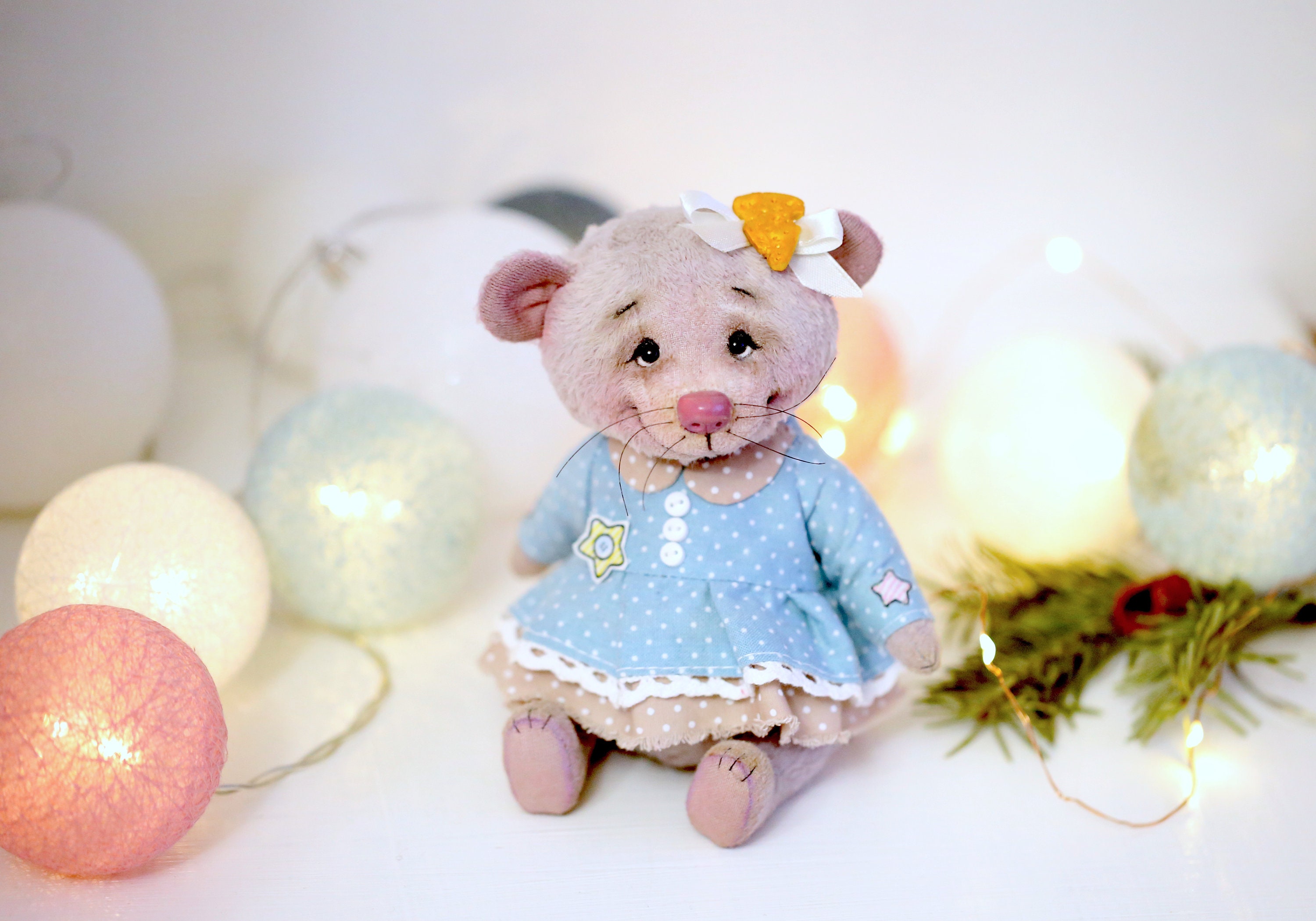 Doll Animal Teddy Mouse Figurine as Christmas Stocking Gift - Etsy