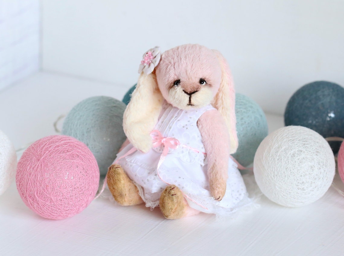 Stuffed Pink Teddy Rabbit Toy as Christmas Gift Small Teddy - Etsy